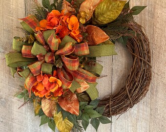 Fall 16 Inch Round Grapevine Wreath - Etsy