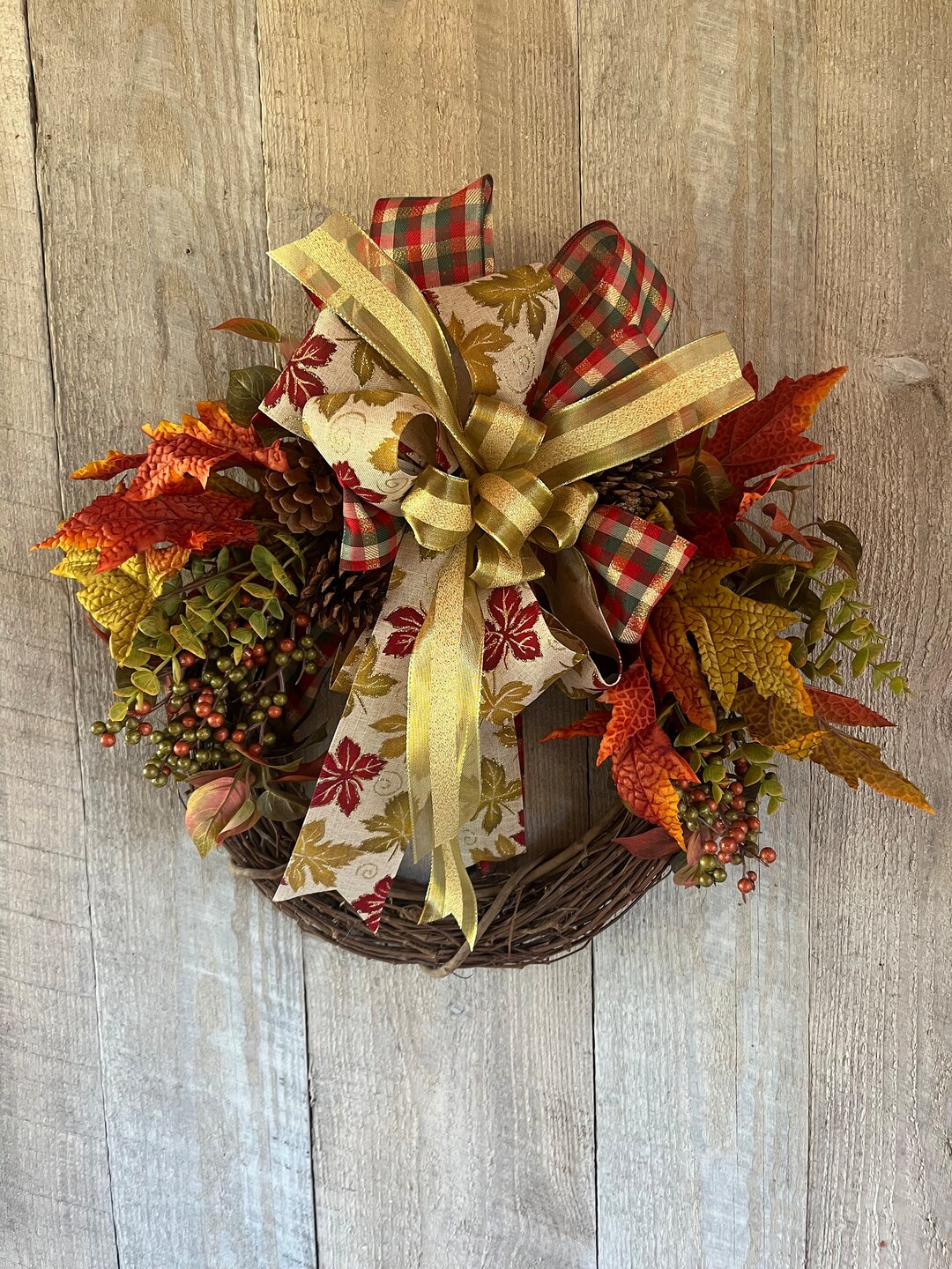 Fall 14 Inch Round Grapevine Wreath - Etsy
