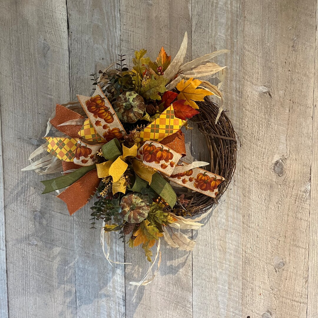 Fall 14 Inch Round Grapevine Wreath - Etsy