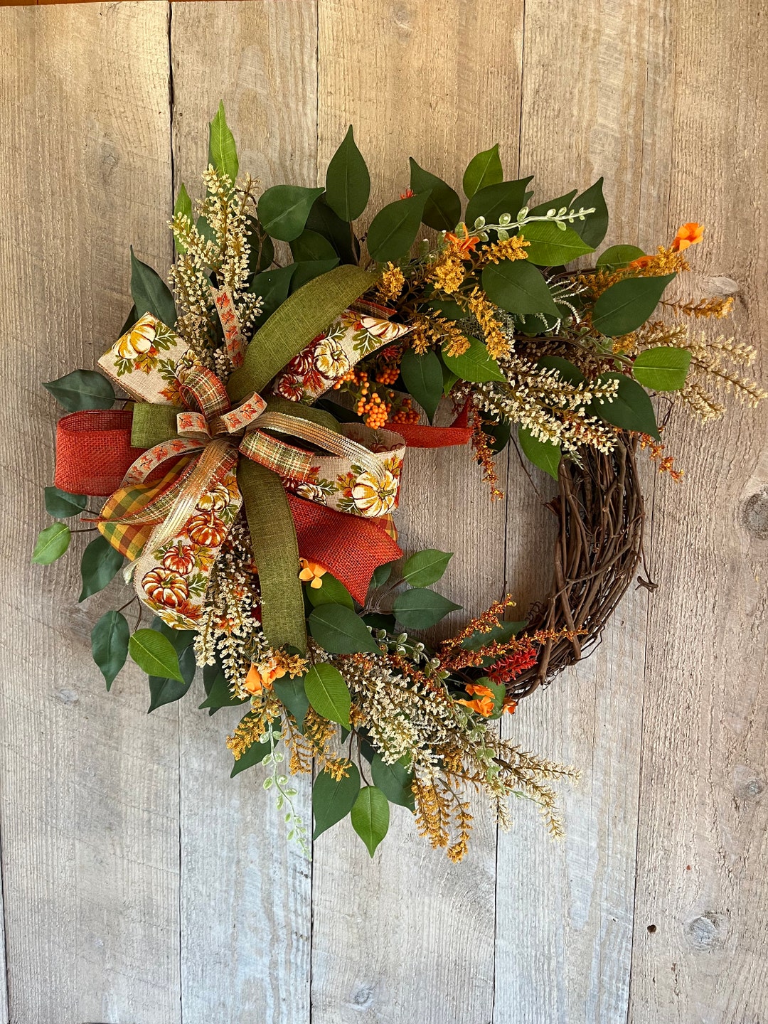 Fall 16 Inch Round Grapevine Wreath - Etsy