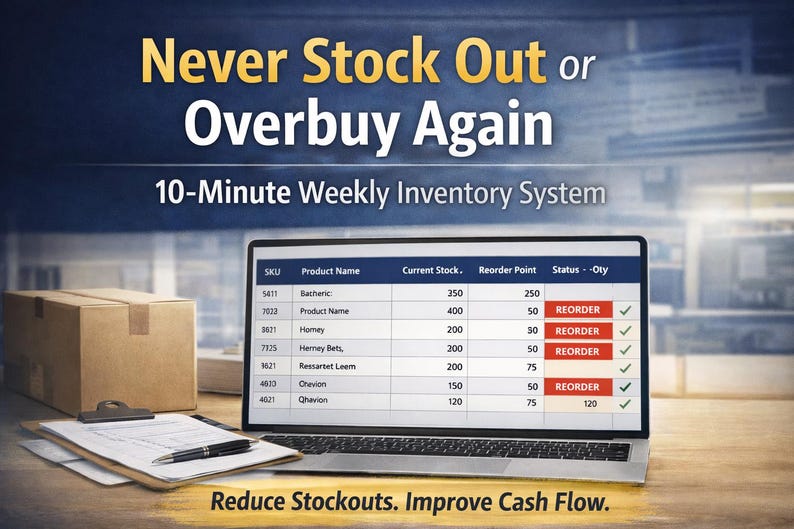Inventory Management Spreadsheet | Reorder Point Calculator | E ...