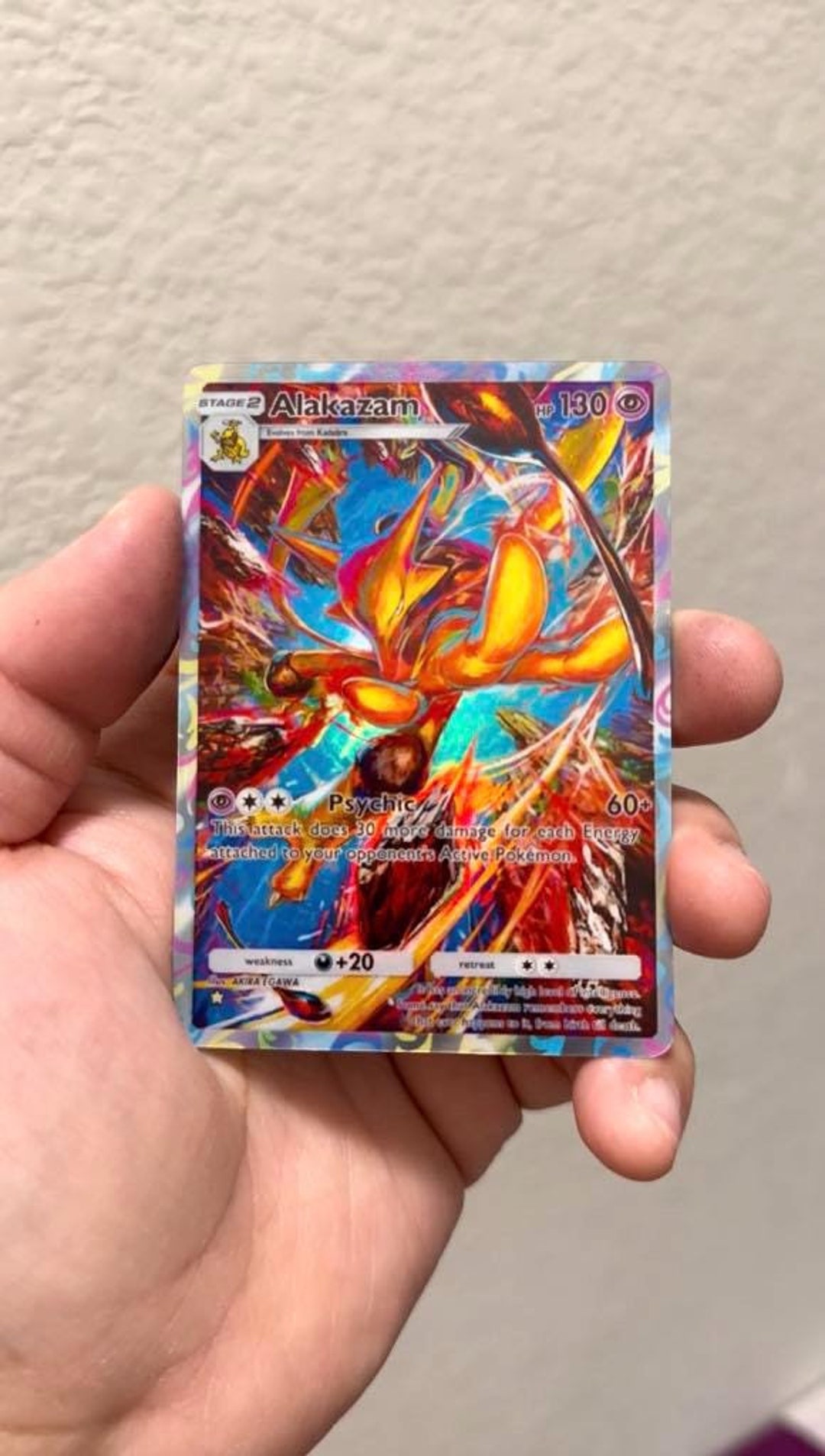 Alakazam Full Art Custom Pokémon TCG Proxy Card Holographic Replica ...