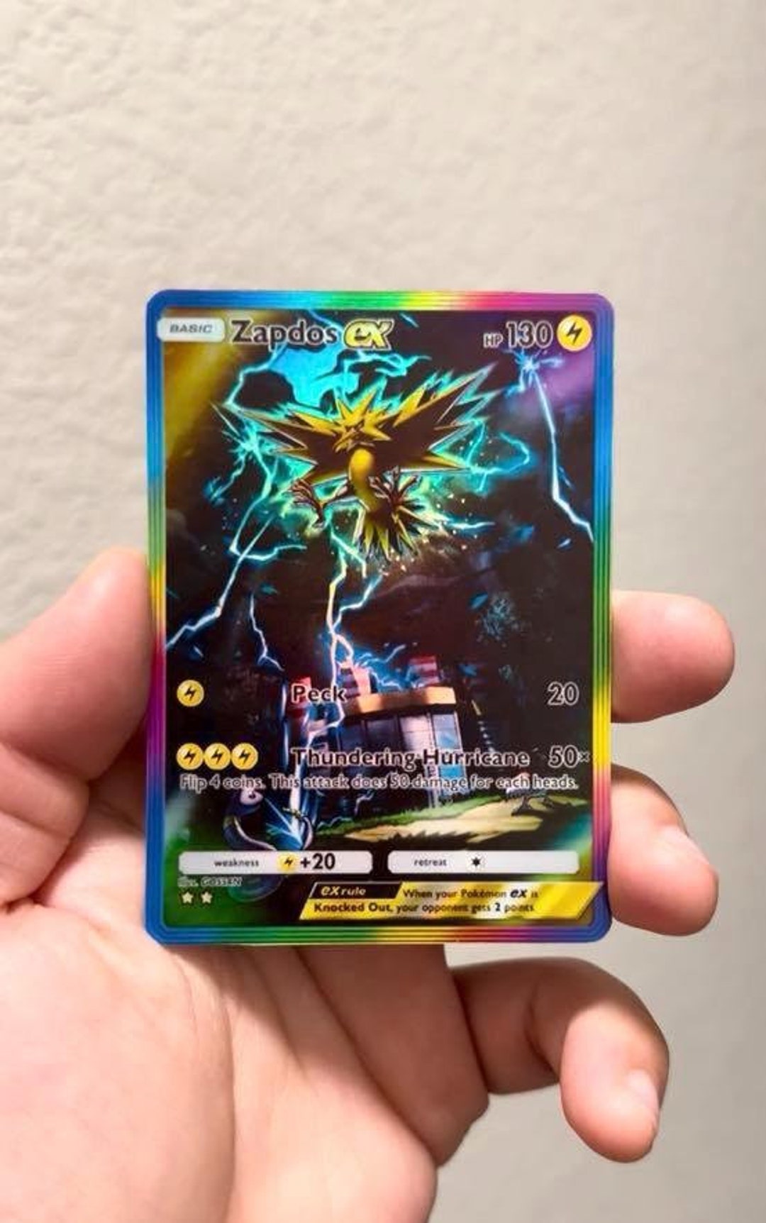 Zapdos EX Rainbow Full Art Custom Pokémon TCG Proxy Card Holographic ...