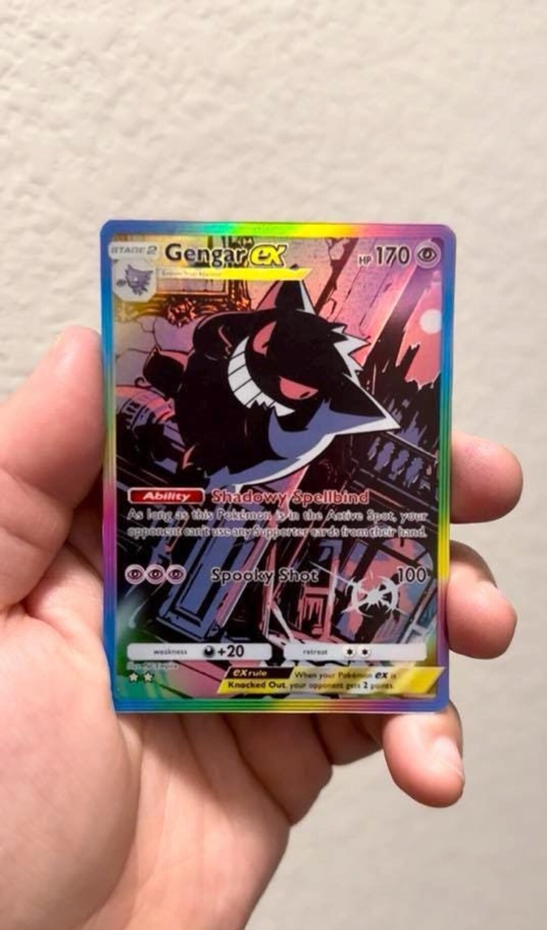 Gengar EX Rainbow Full Art Custom Pokémon TCG Proxy Card Holographic ...