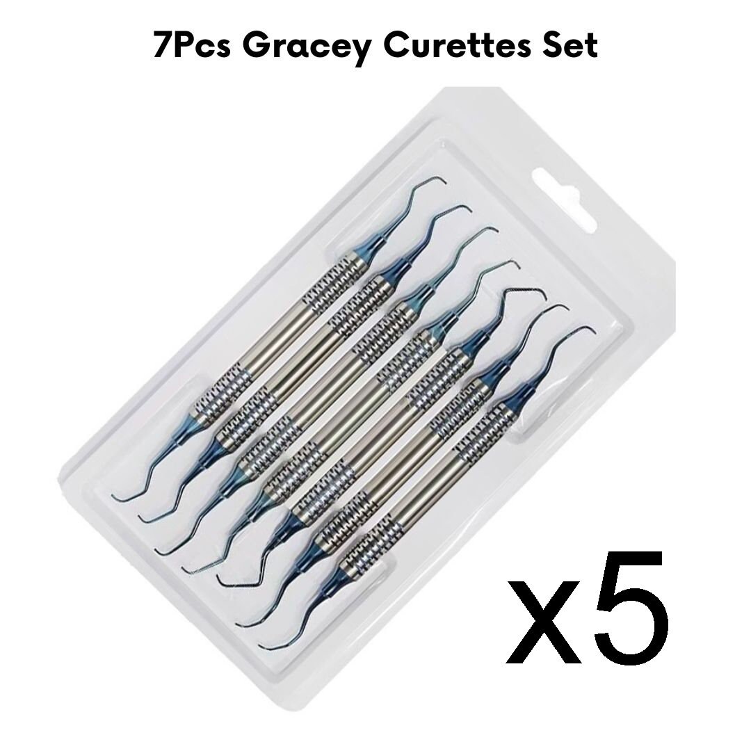 5x Gracey Curette Set Blue Colour Gracey Set of 7 Pcs 1/2 to 13/14 ...