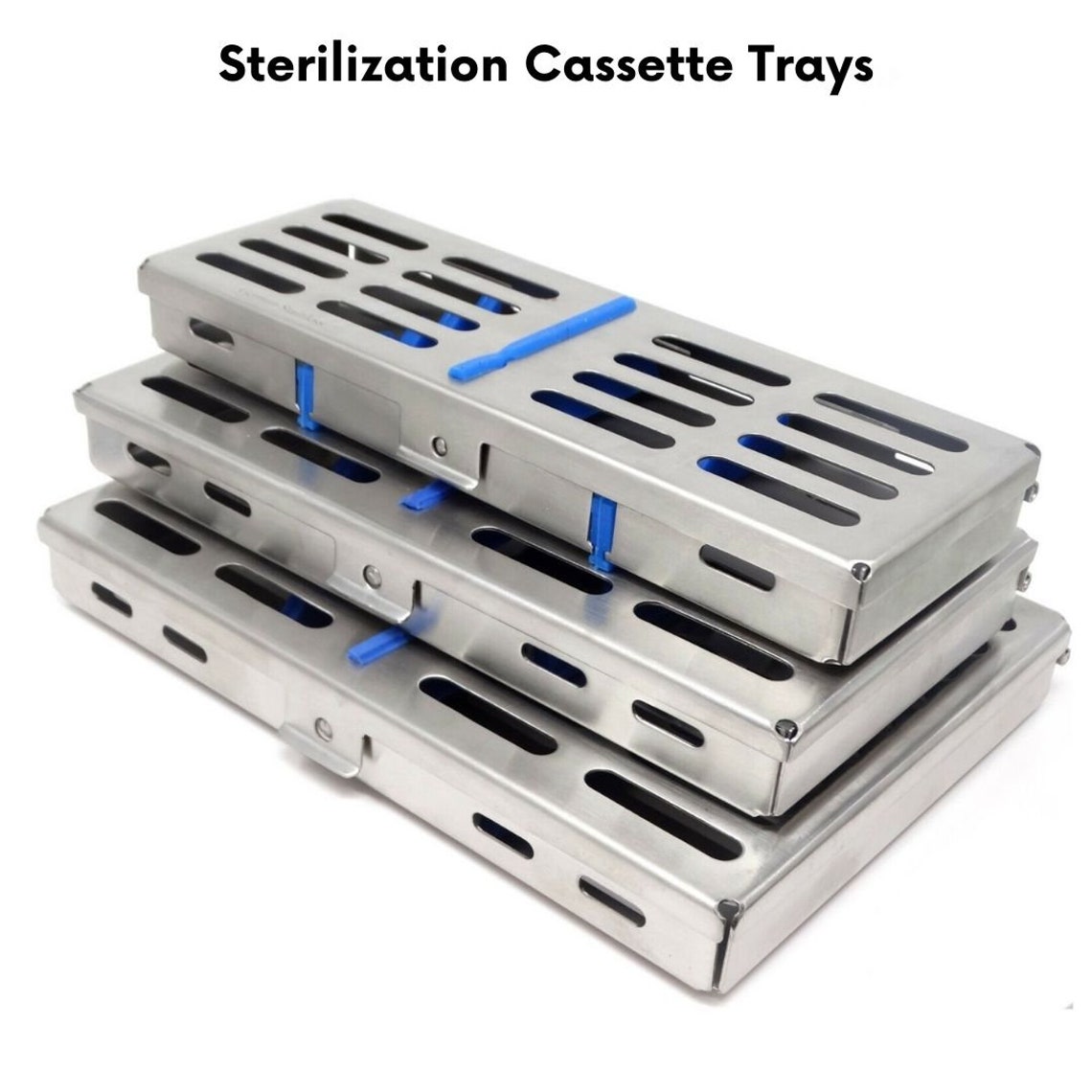 Autoclavable Sterilization Cassette Tray Rack Set of 3 for 5, 7 & 10 Instruments Dental Surgical ...