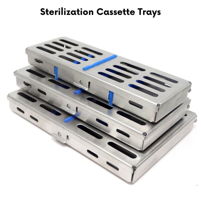 Autoclavable Sterilization Cassette Tray Rack Set of 3 for 5, 7 & 10 Instruments Dental Surgical ...