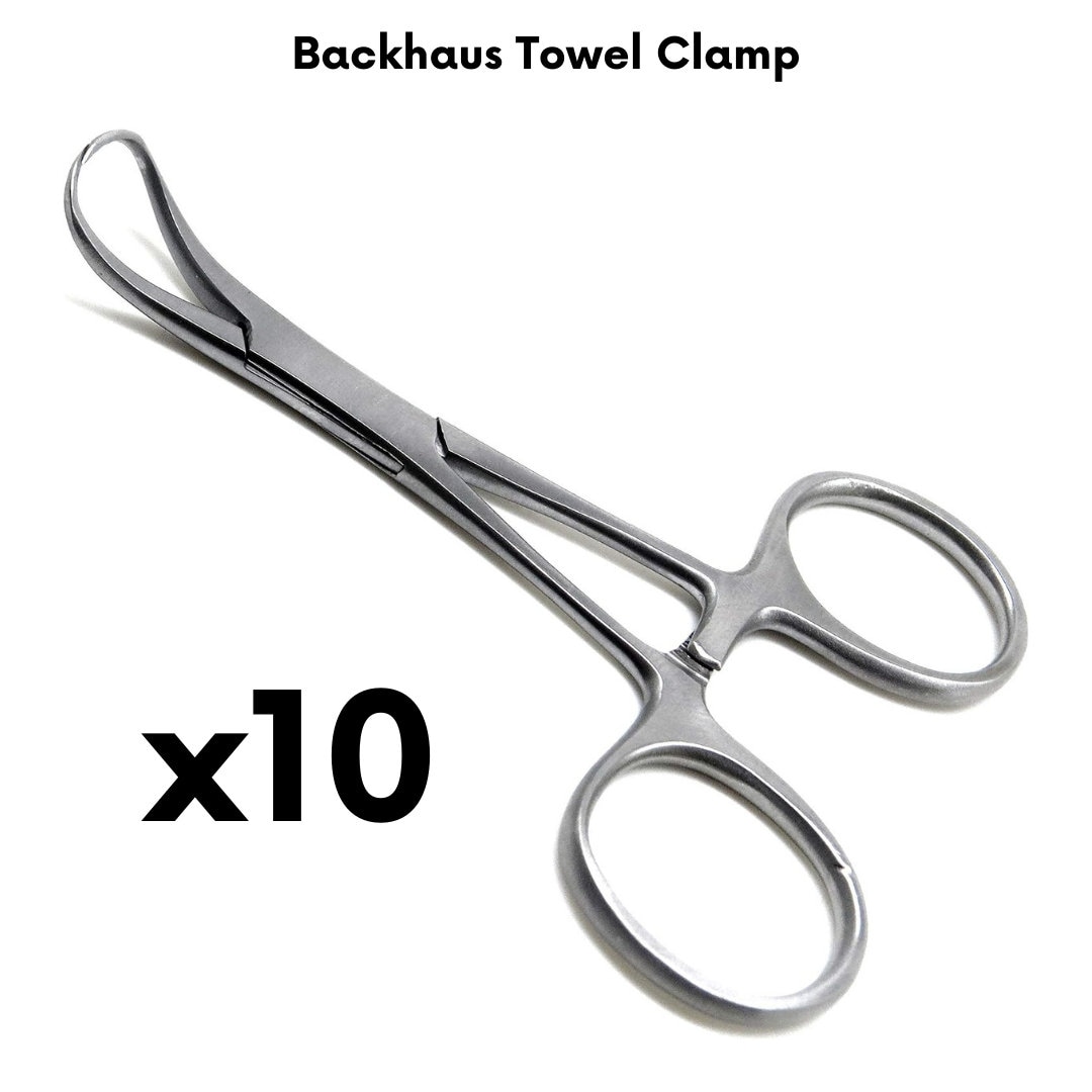 10x Stainless Steel Backhaus Towel Clamp Forceps Plier Surgical Dental ...