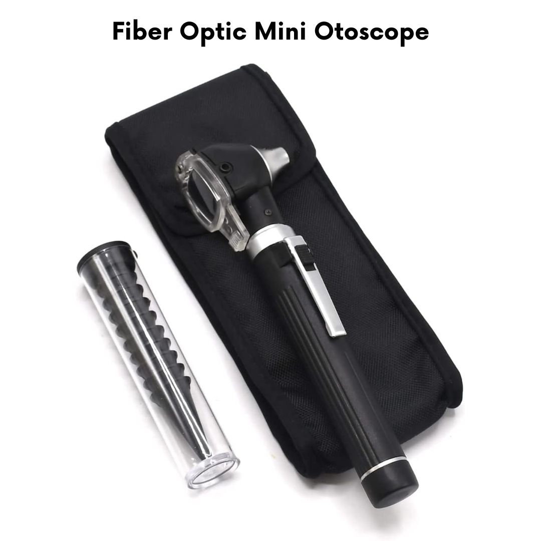 10pcs Fiber Optic Mini Otoscope Set With Pouch Pocket Size LED Otoscope ...