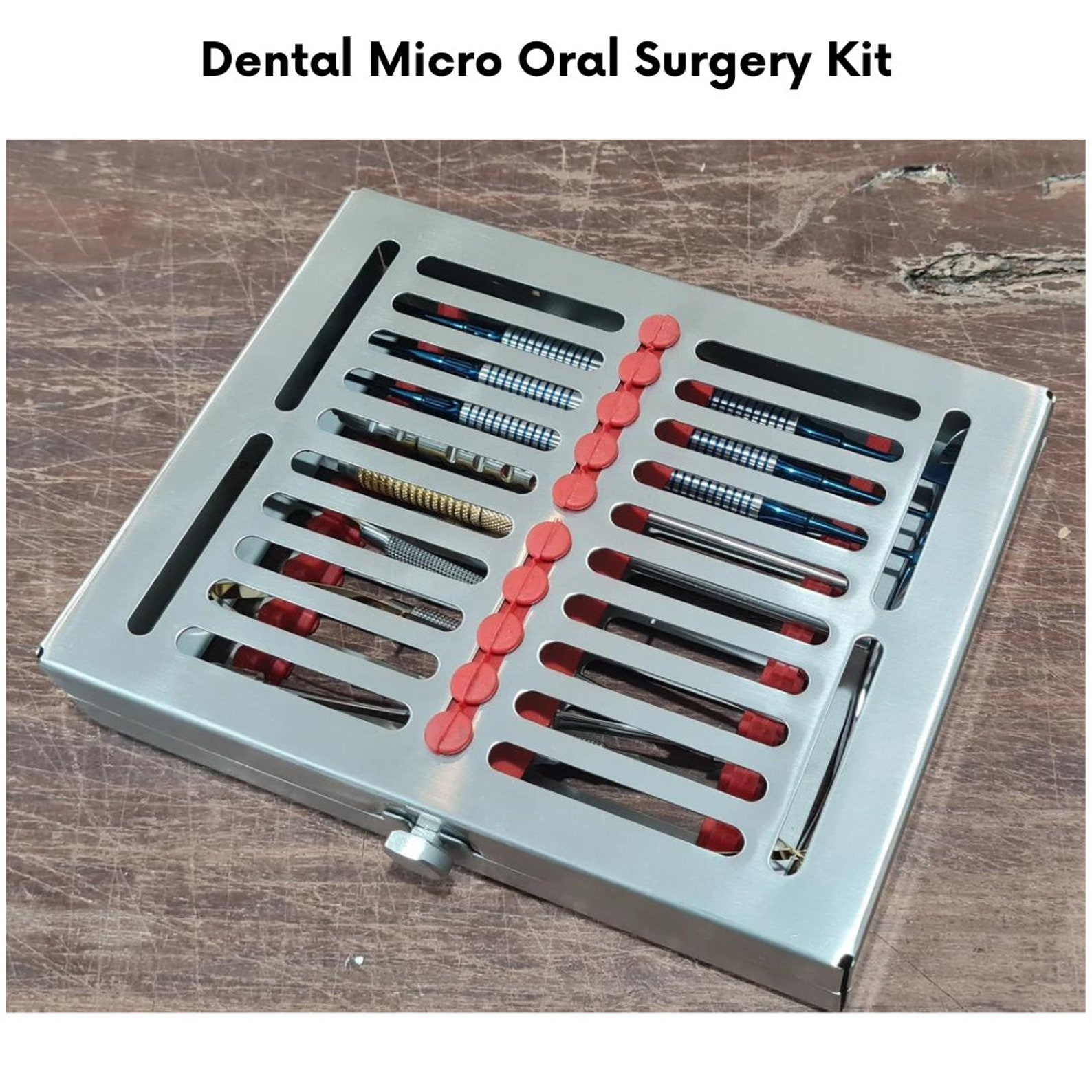 Dental Micro Oral Surgery 9 Pcs Maxillofacial Instruments Kit With Organizer Tray Stainless ...