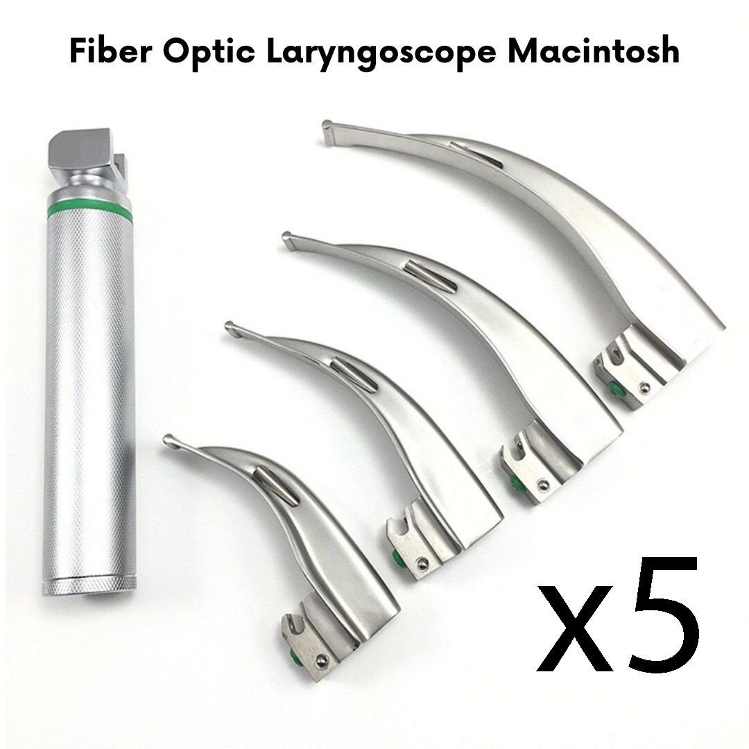 5x Fiber Optic Macintosh Laryngoscope 4 Blades Set EMT Anesthesia ...