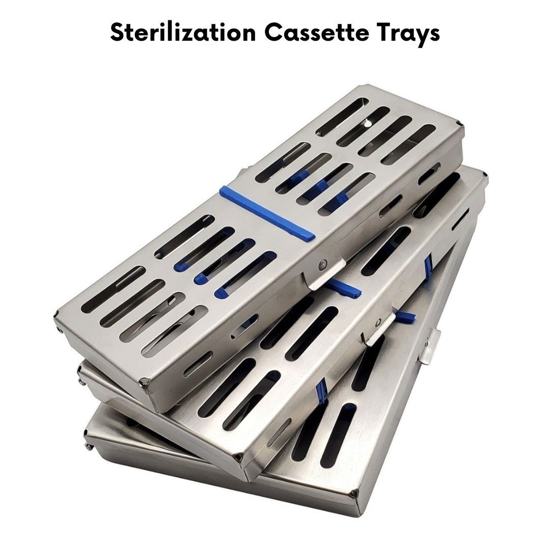 Autoclavable Sterilization Cassette Tray Rack Set of 3 for 5, 7 & 10 Instruments Dental Surgical ...