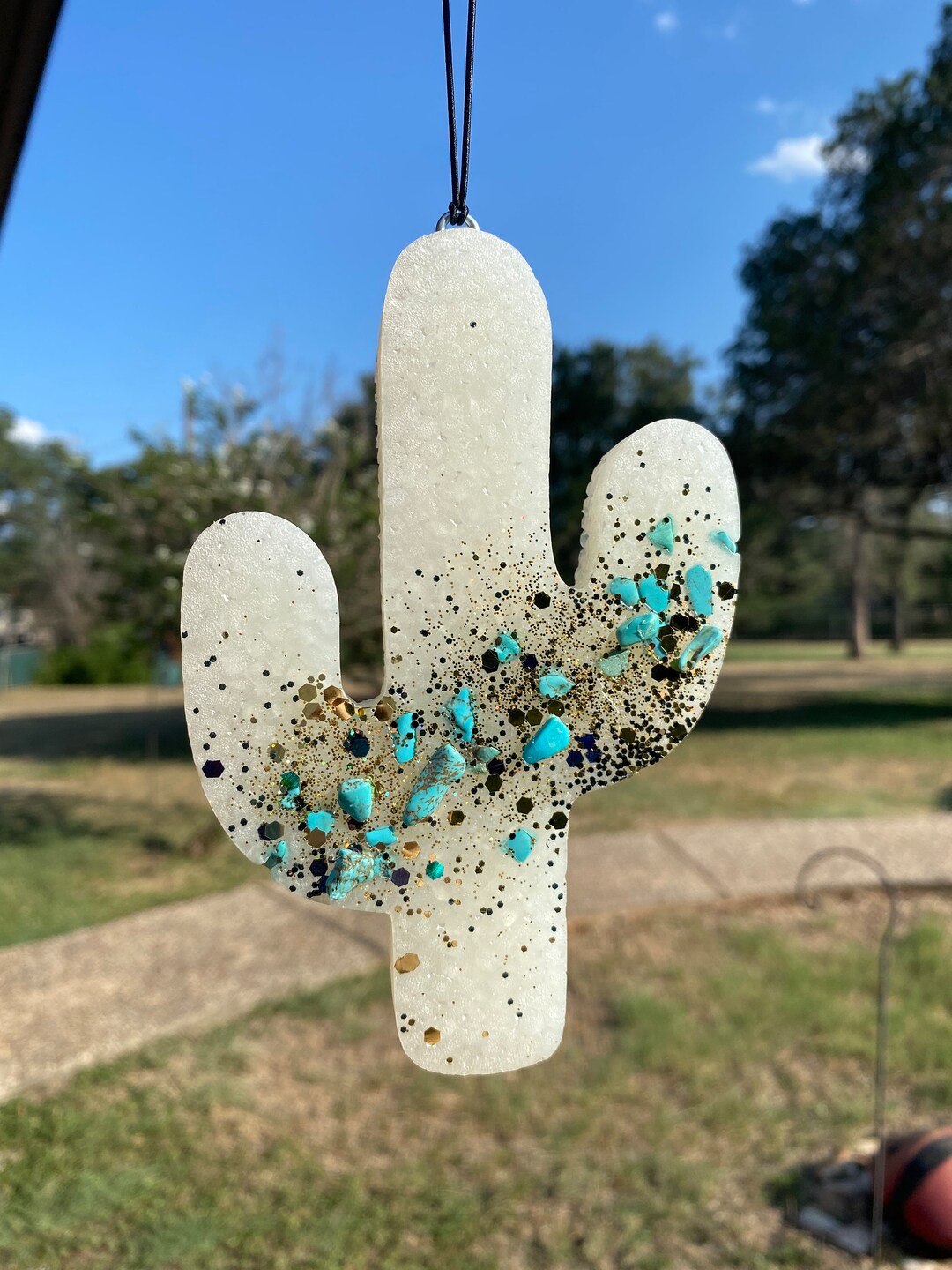Car Freshie Cactus With Glitter and Turquoise Stones - Create Your Own ...