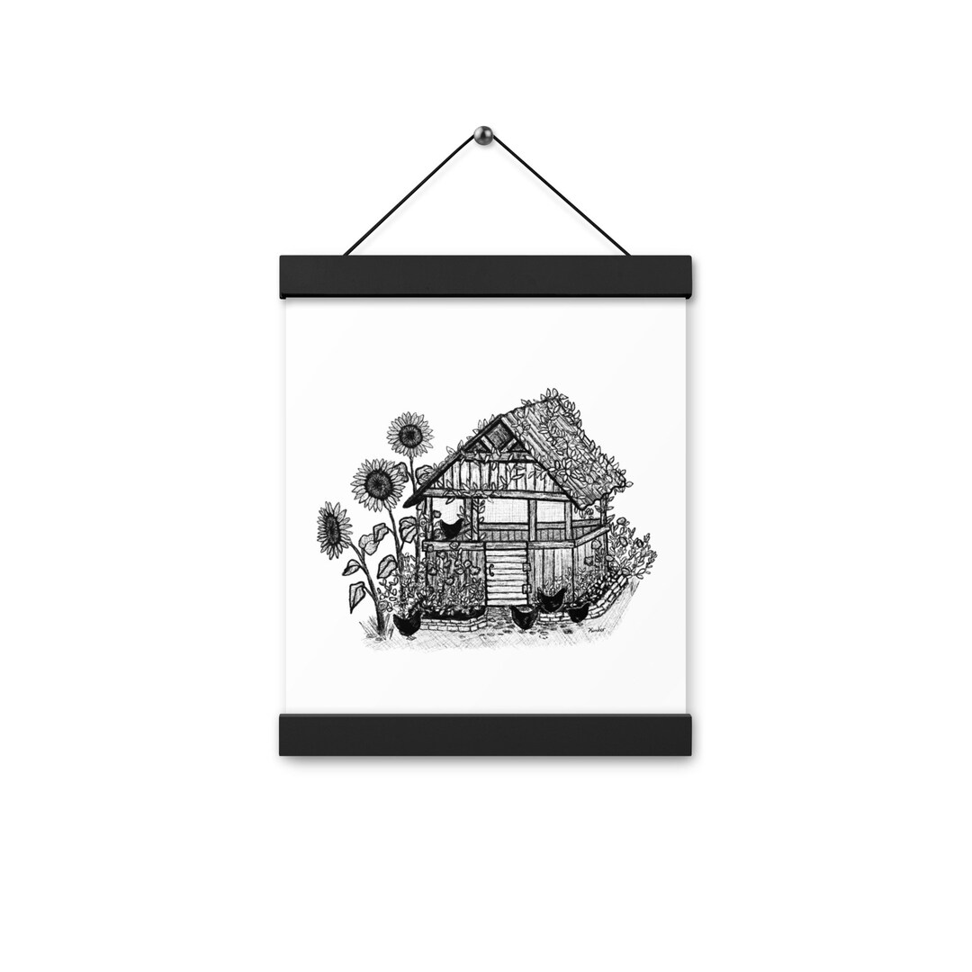 Hen House Sketch Poster With Hangers - Etsy