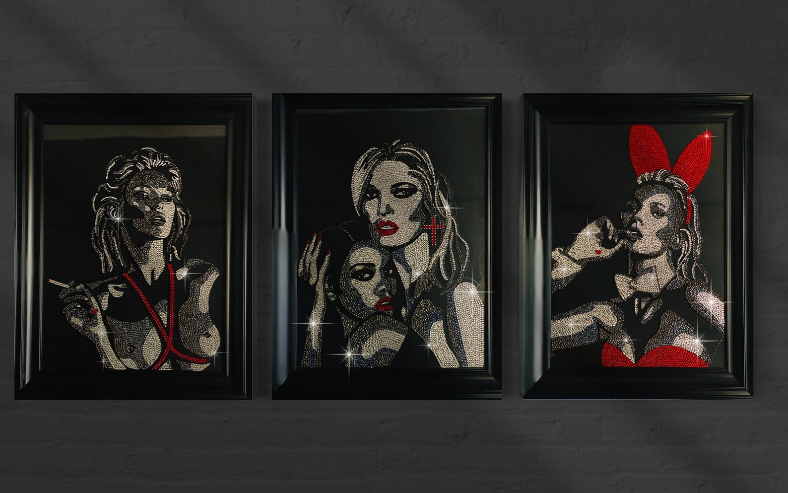 Kinky Art Set of Three Kate Moss Posters Mixed With Crystals - Etsy
