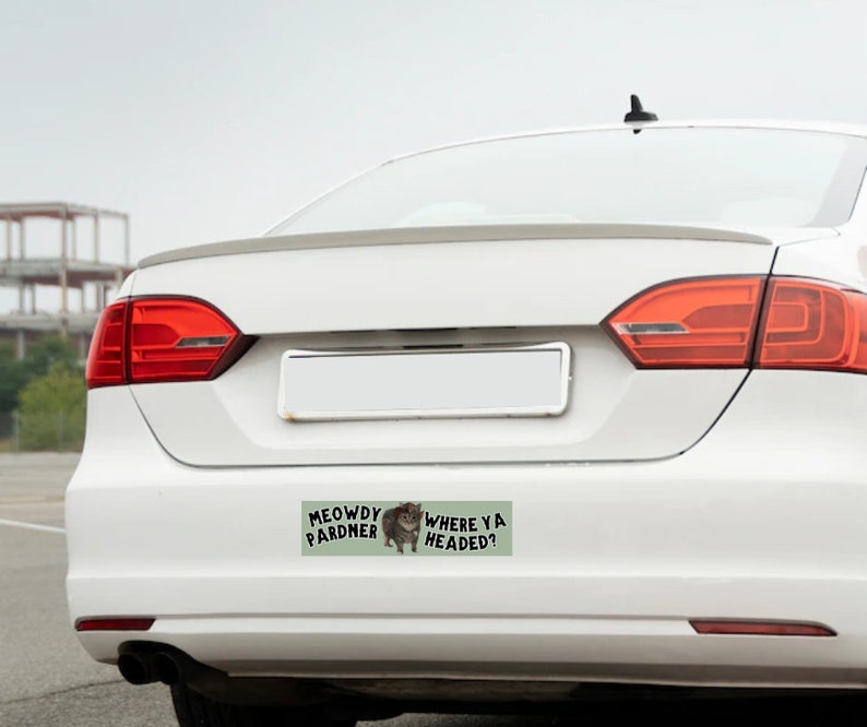 Meowdy Pardner Bumper Sticker, Cowboy Cat Bumper Sticker, Cat Sheriff ...