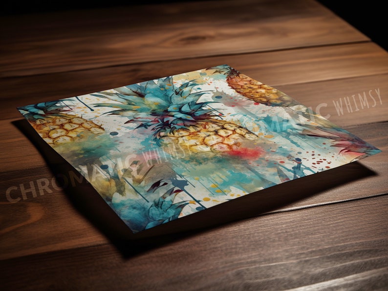 Watercolor Grunge Pineapple Seamless Digital Paper - Repeat Pattern ...