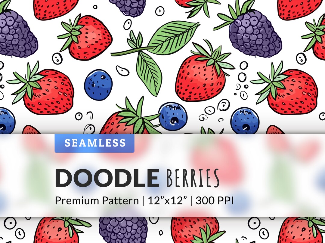 Berries Seamless Digital Paper - Repeat Pattern With Fruit Art for Food ...