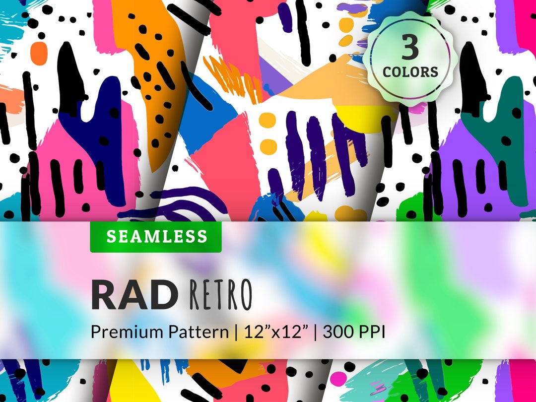 90s Style Abstract Seamless Digital Paper - Repeat Pattern With Rad ...