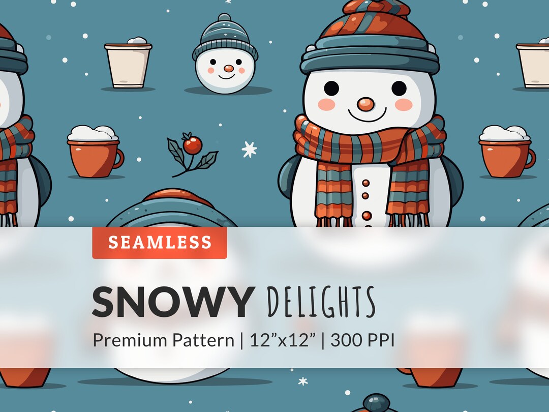 Snowman Seamless Digital Paper - Repeat Pattern With Winter Elements ...