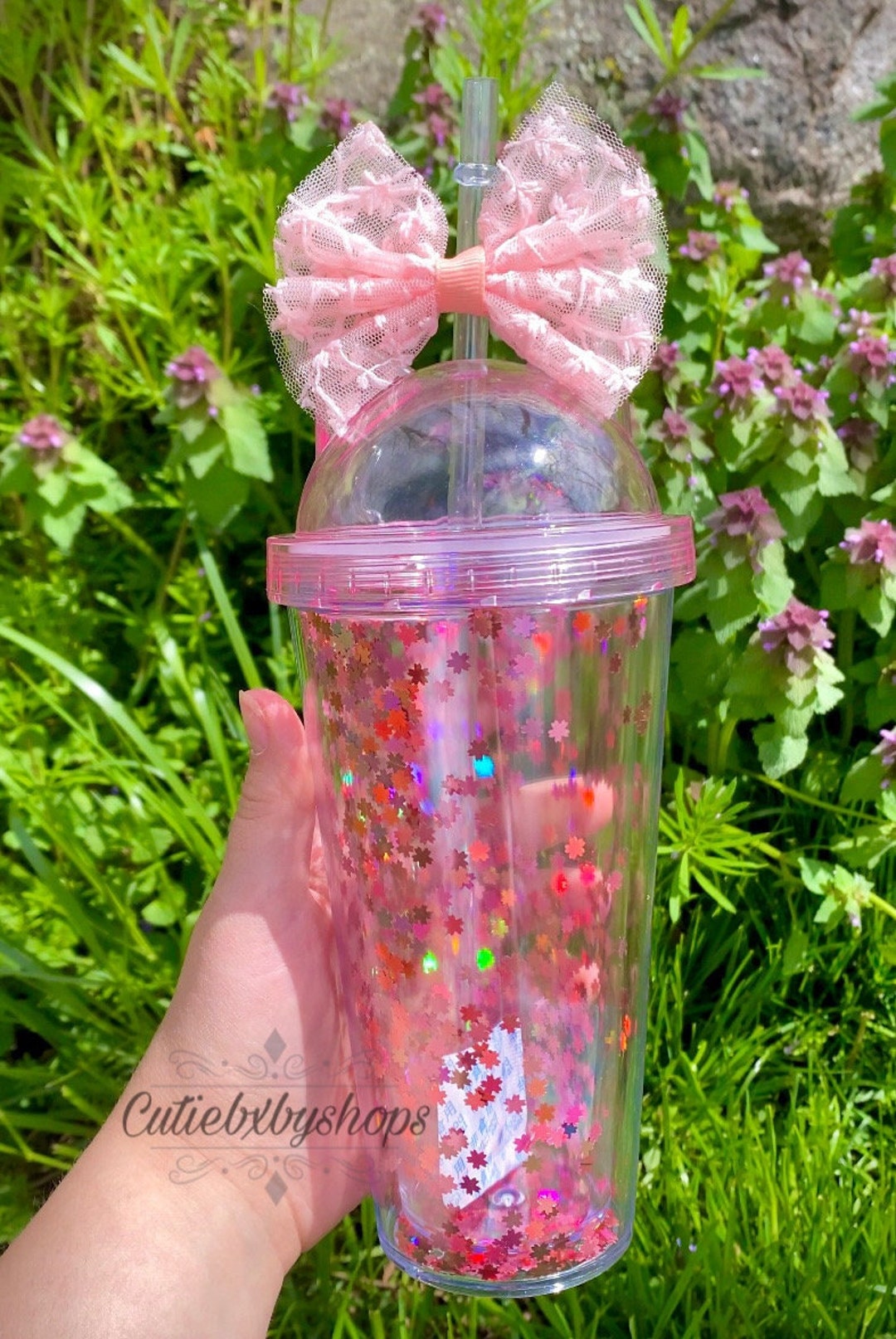 Pink Sparkly Tumbler Kitty Cup Pink Bow Straw Cat Shaped Coffee Cup ...