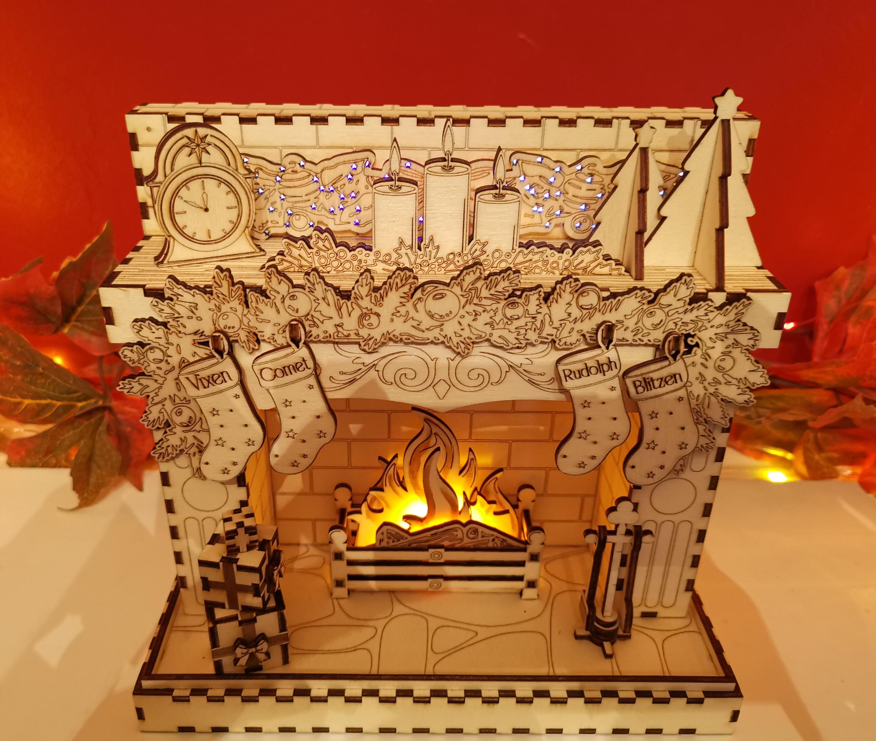 Prelit Christmas Fireplace With Flickering Fire and Optional ...