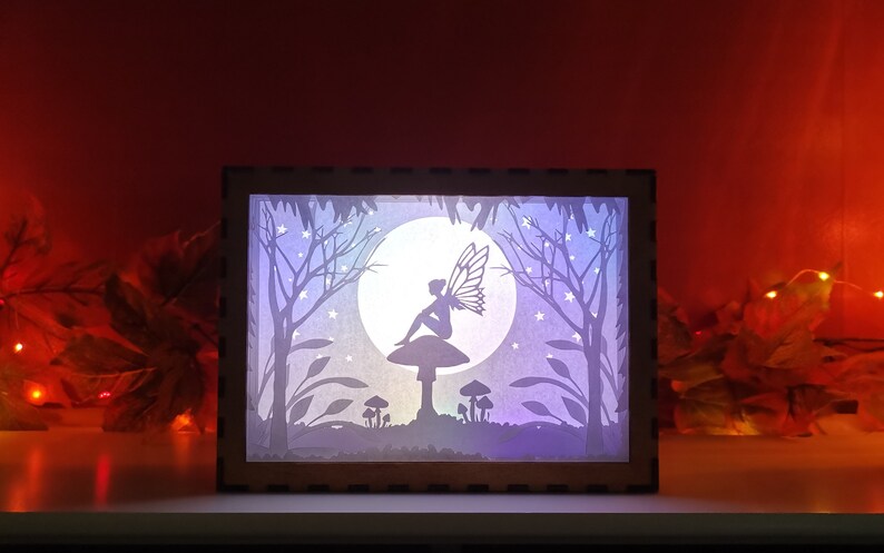 Handcrafted Woodland Fairy Shadow Box Light Style 2 - Enchanting Home ...