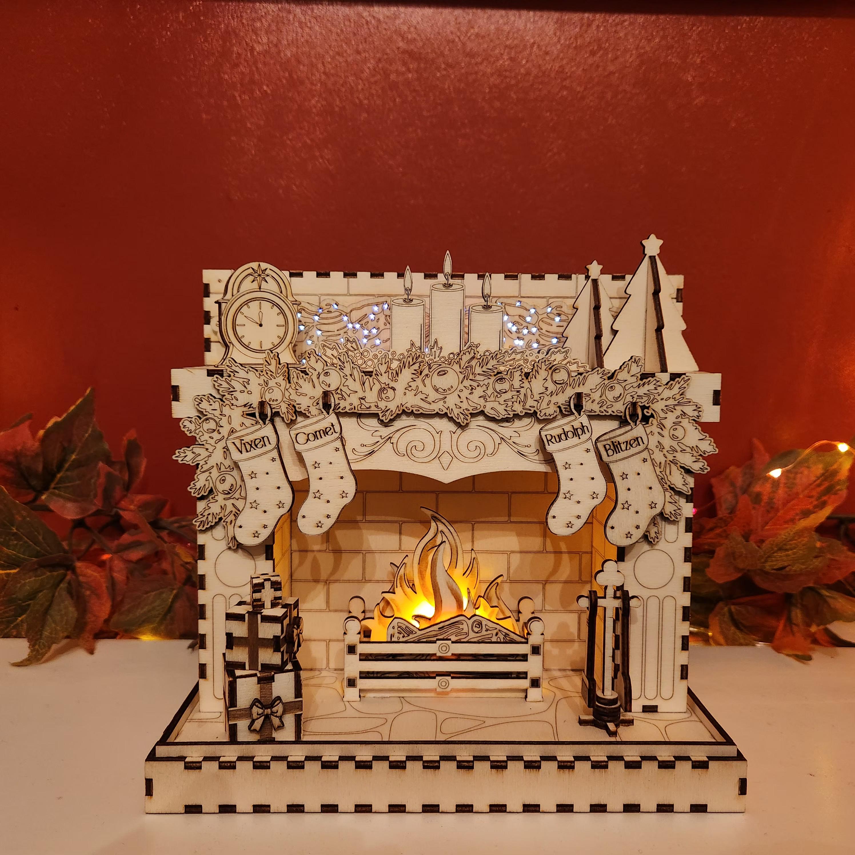 Prelit Christmas Fireplace With Flickering Fire and Optional ...
