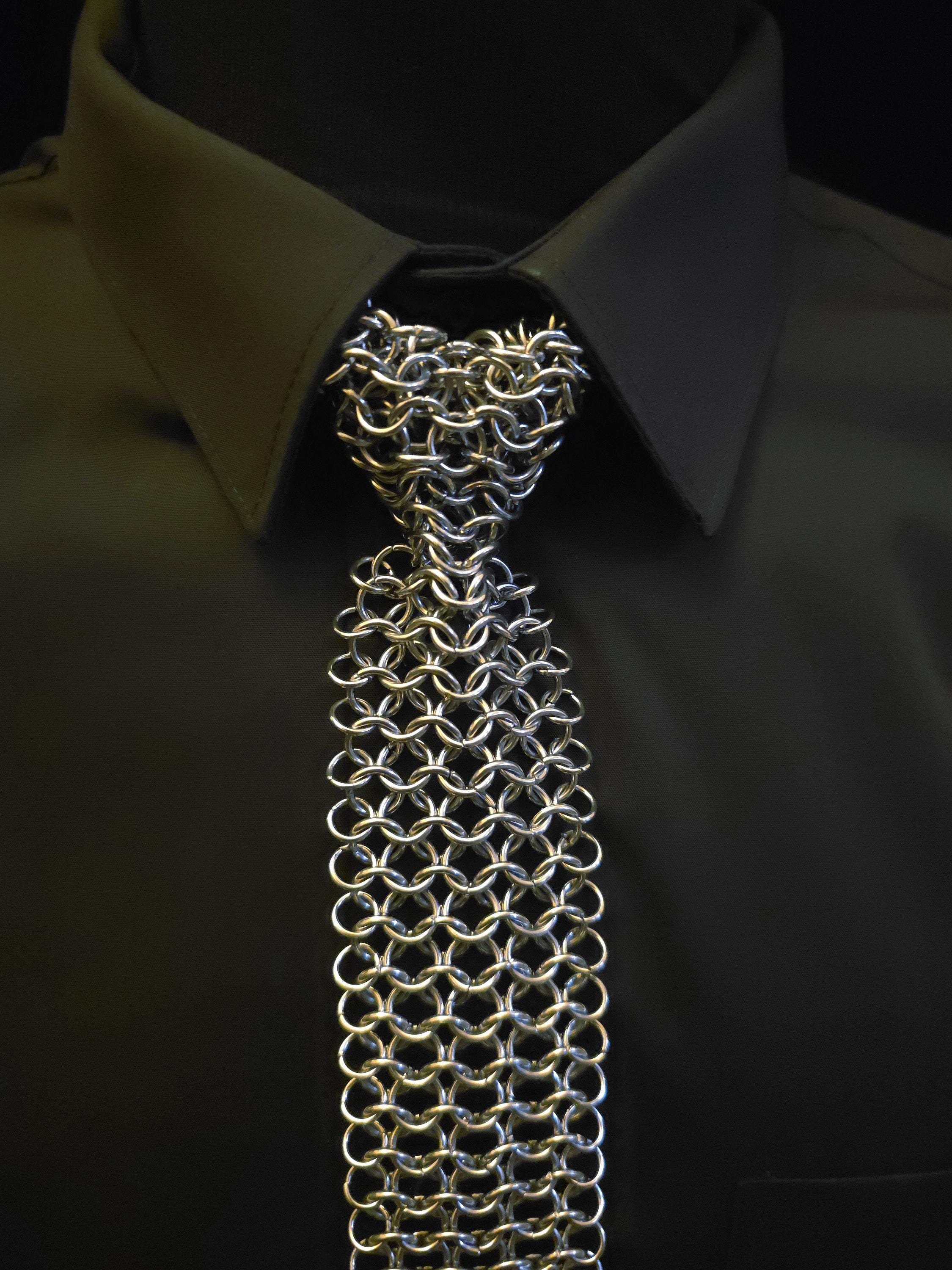 Stainless Steel Chainmail Tie – Handcrafted Full-length Metal Necktie ...