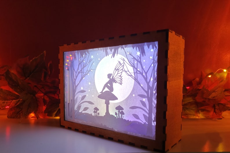 Handcrafted Woodland Fairy Shadow Box Light Style 2 - Enchanting Home ...