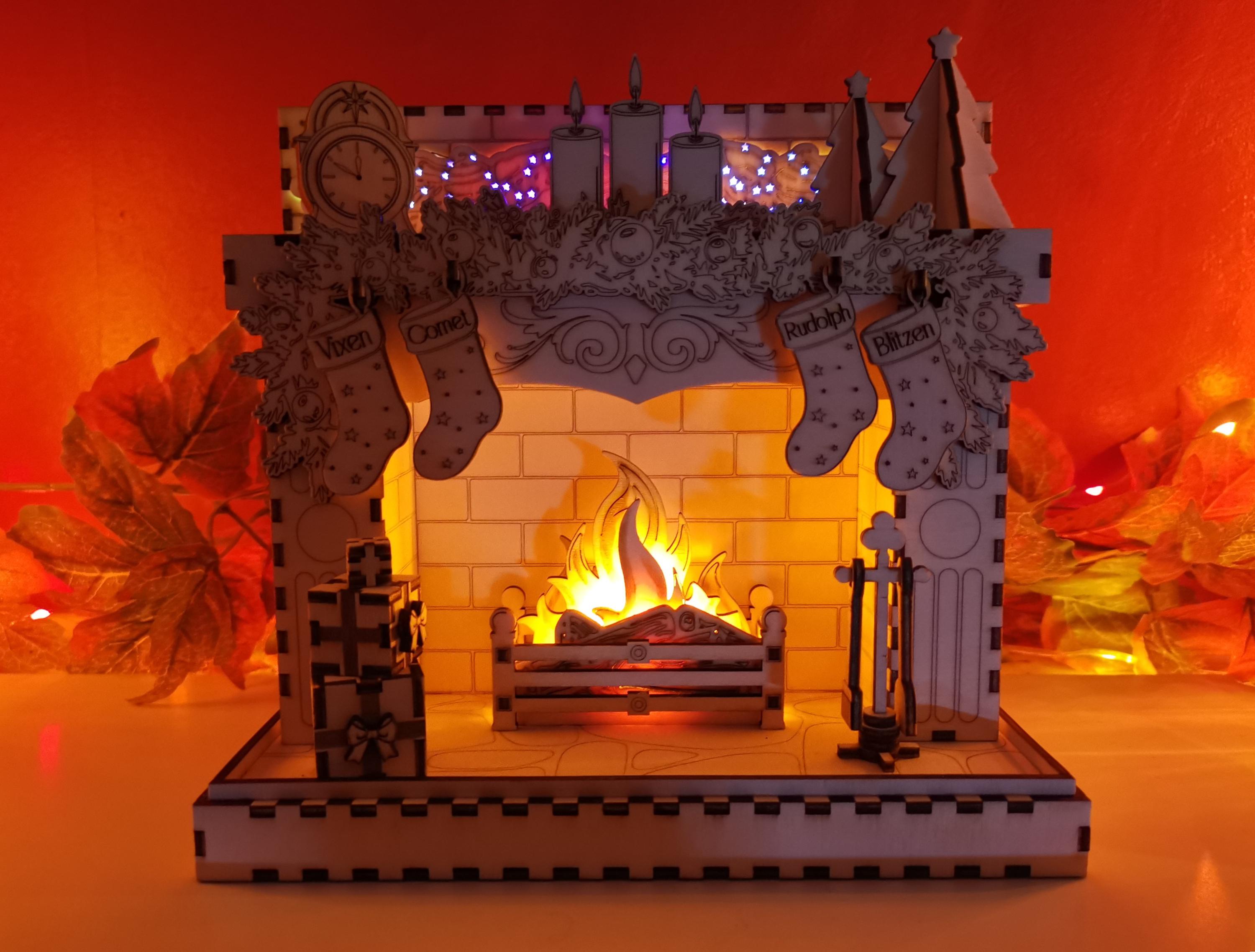 Prelit Christmas Fireplace With Flickering Fire and Optional ...