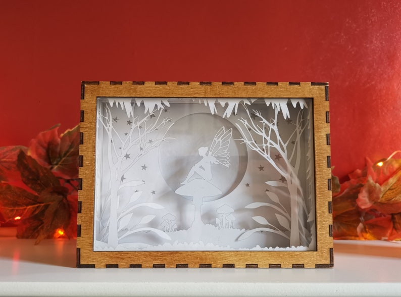 Handcrafted Woodland Fairy Shadow Box Light Style 2 - Enchanting Home ...