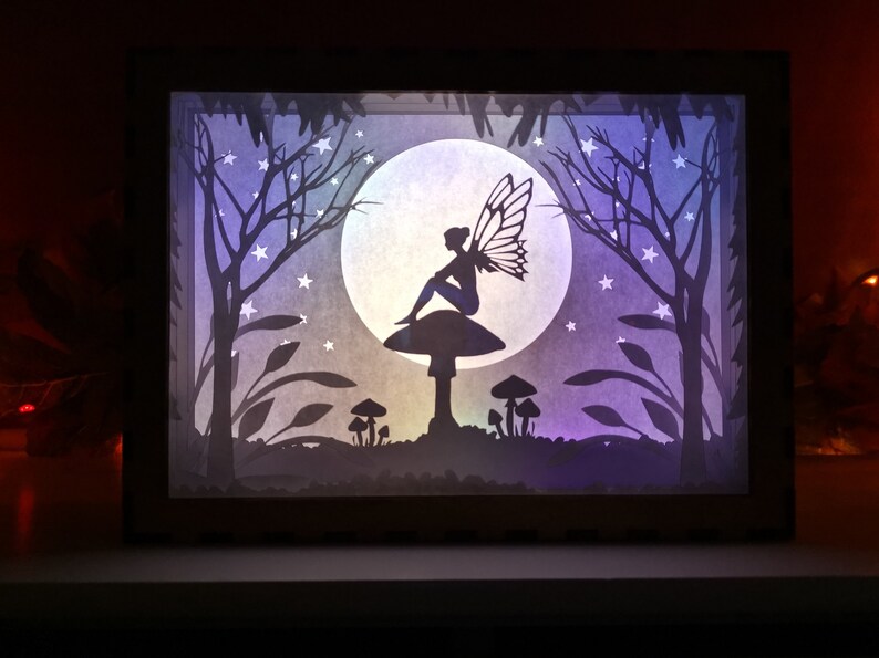 Handcrafted Woodland Fairy Shadow Box Light Style 2 - Enchanting Home ...