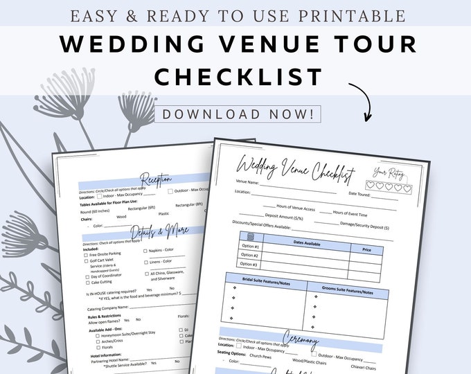 Wedding Venue Tour Checklist Printable PDF Download - Etsy