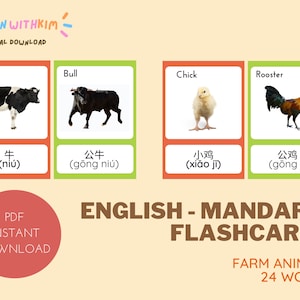 Farm Animal Flash Cards • Montessori 3-part Flash Cards • Real Images ...