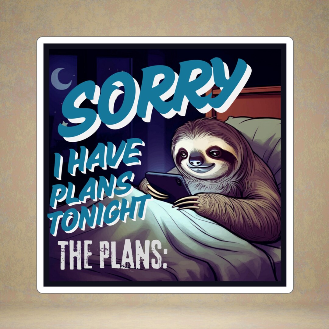 Sloth Sticker, Funny Laptop Decal, Cute Animal Gift, Square Decal ...