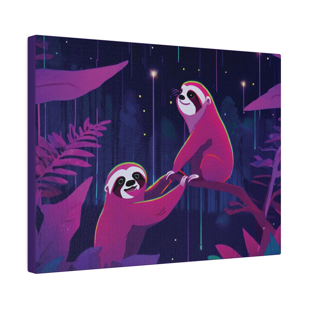 Sloths by Night - Matte Canvas Art 12" X 9" or 24" X 18" - Etsy