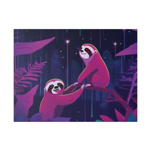 Sloths by Night - Matte Canvas Art 12" X 9" or 24" X 18" - Etsy