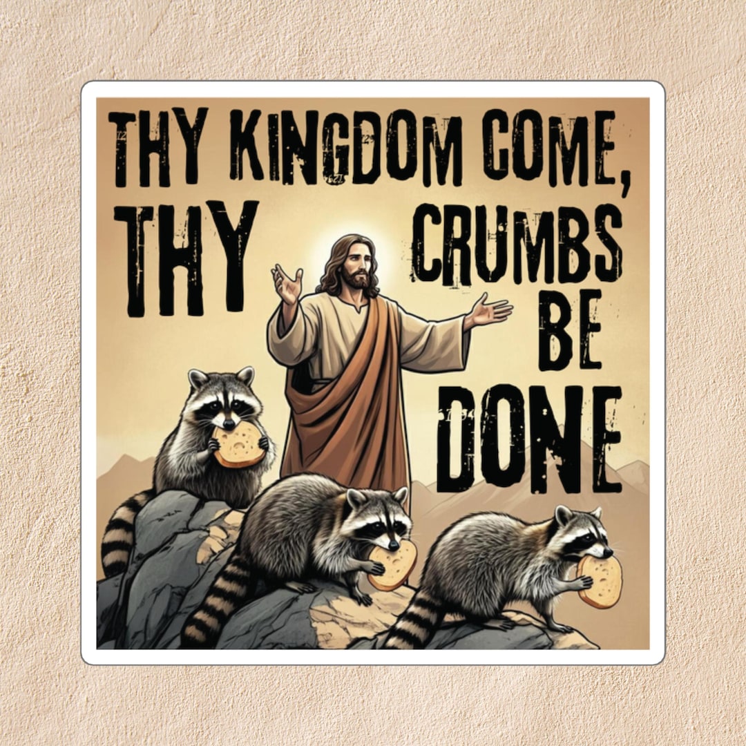Funny Raccoon Jesus Sticker: Religious Humor Decal - Etsy