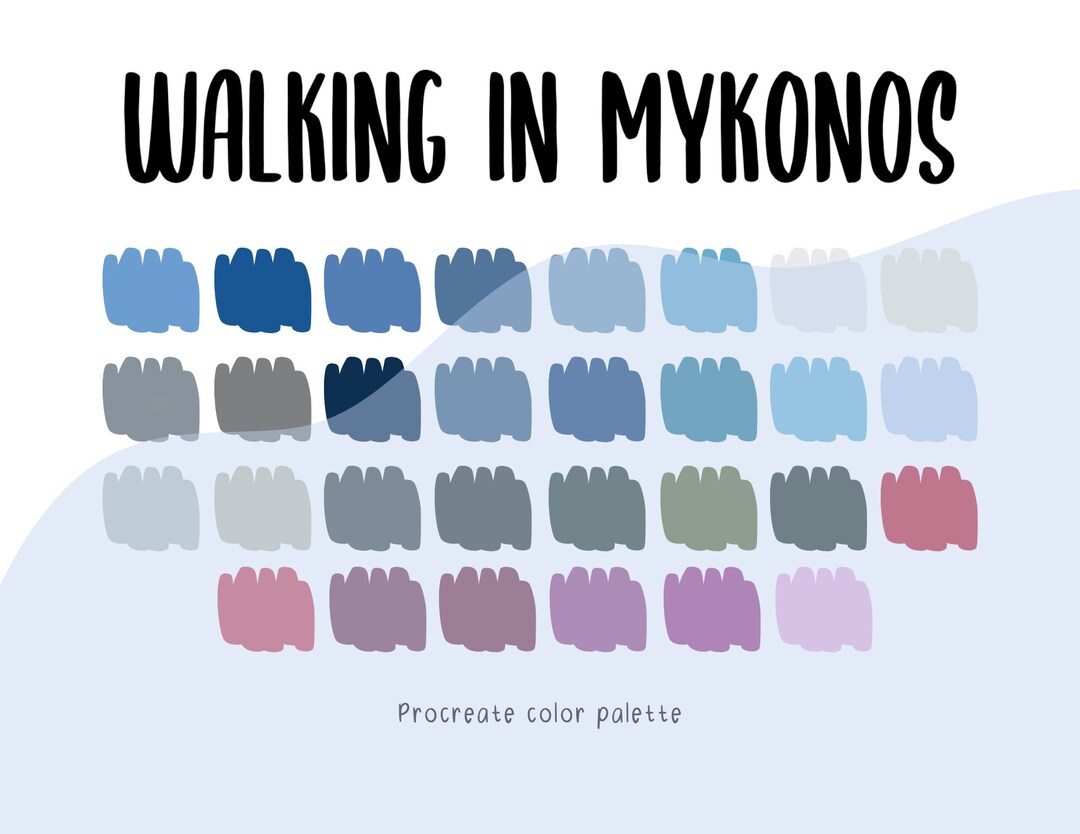 Walking in Mykonos Color Palettes // Greek Island Inspired / 30 Colors ...