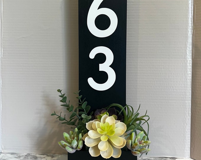 Vertical Address Sign Planter | Custom Door Hanger | House Number ...