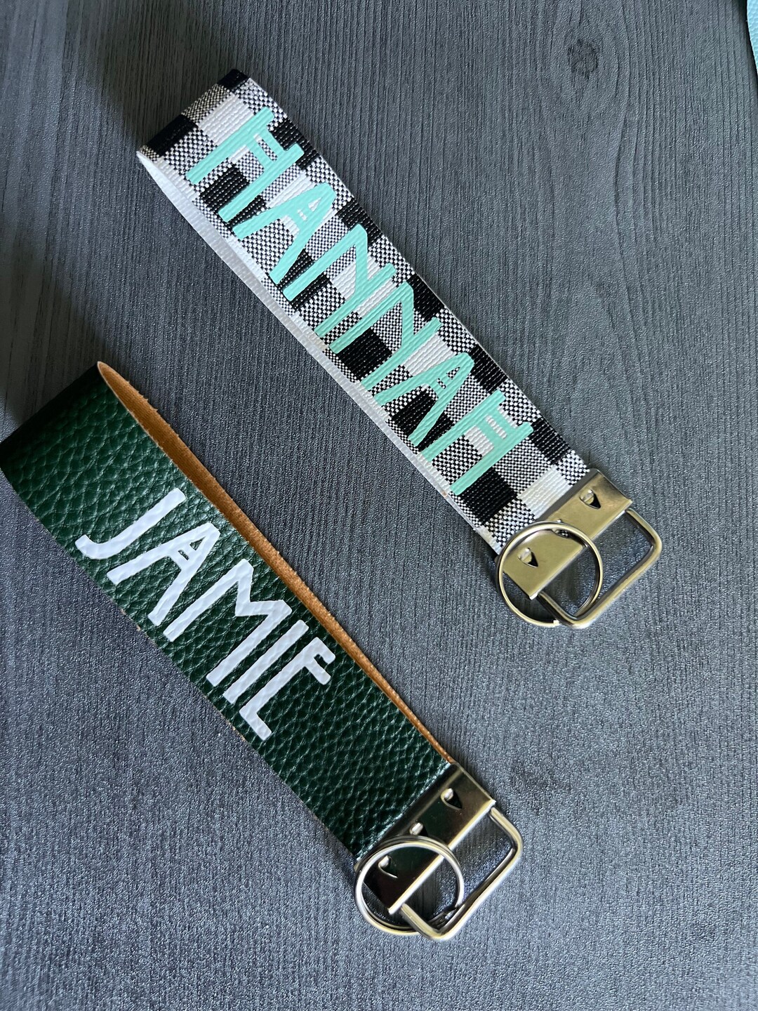 Personalized Faux Leather Wristlets | Keychain Strap | Personalized ...