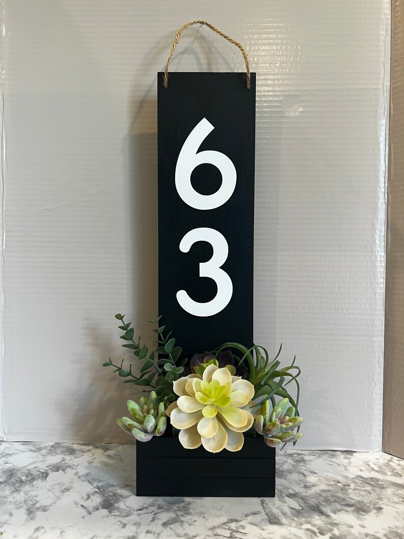Vertical Address Sign Planter Custom Door Hanger House Number Address ...