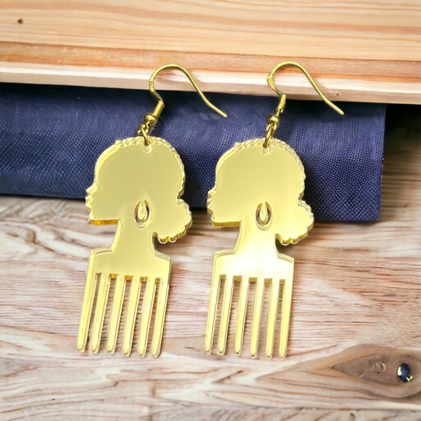 Afro Comb Earring, Afrocentric, Statement Earring, Gold Earrings ...