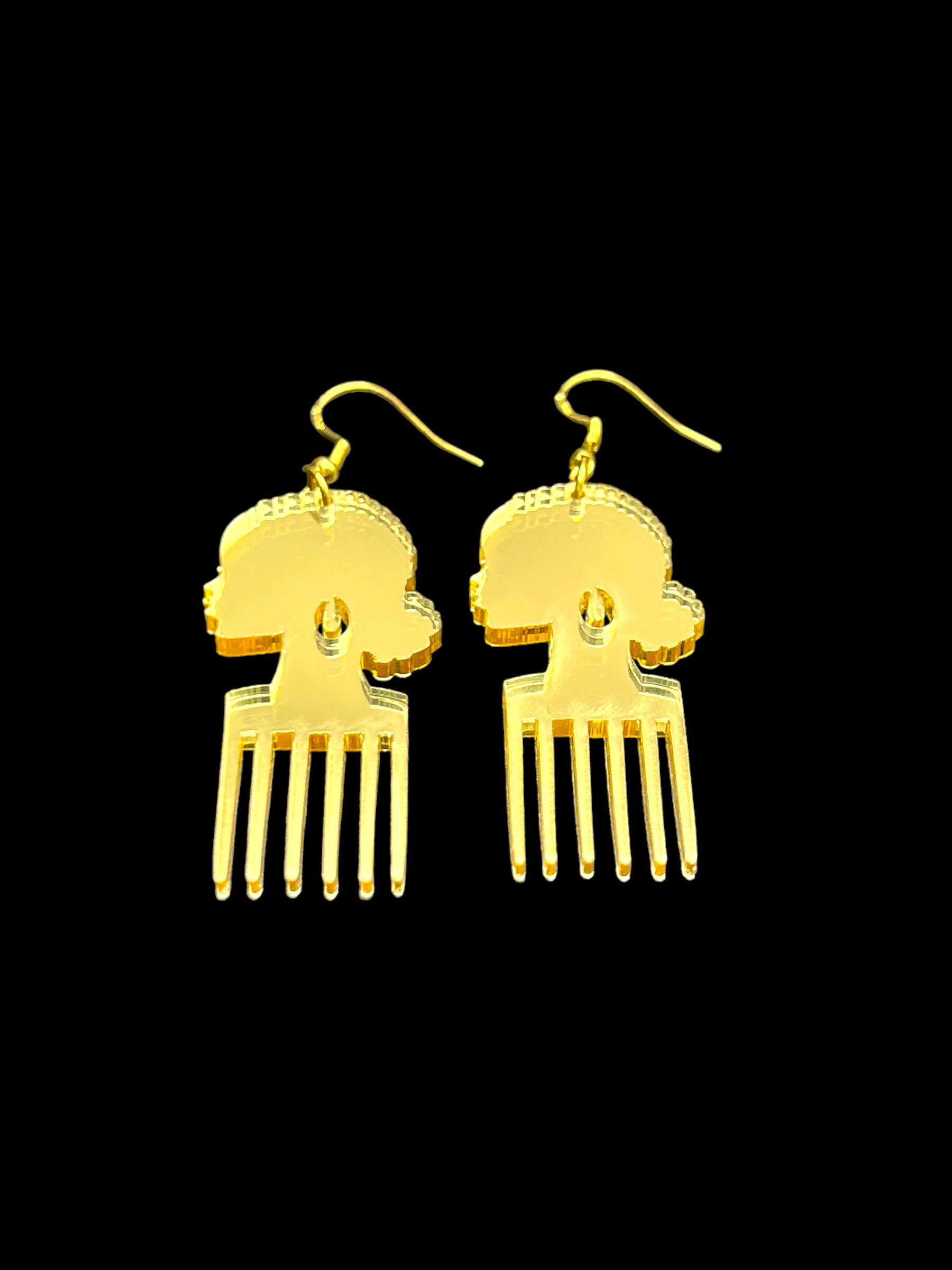 Afro Comb Earring, Afrocentric, Statement Earring, Gold Earrings ...