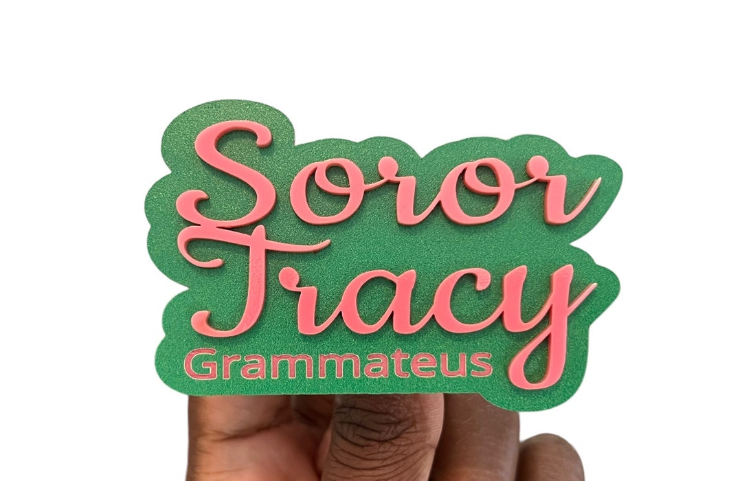 Soror Name Pin, Custom Chapter Officer Name Pin, Pink and Green Lapel ...