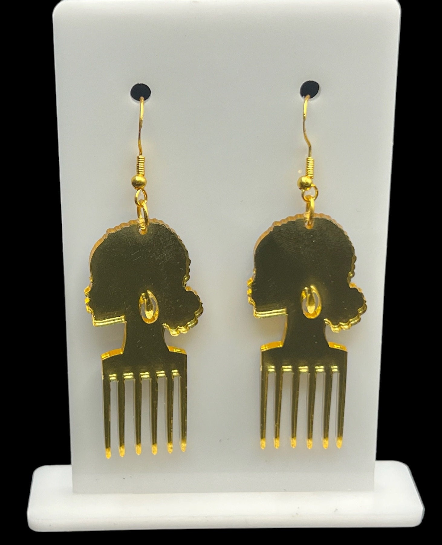 Afro Comb Earring, Afrocentric, Statement Earring, Gold Earrings ...