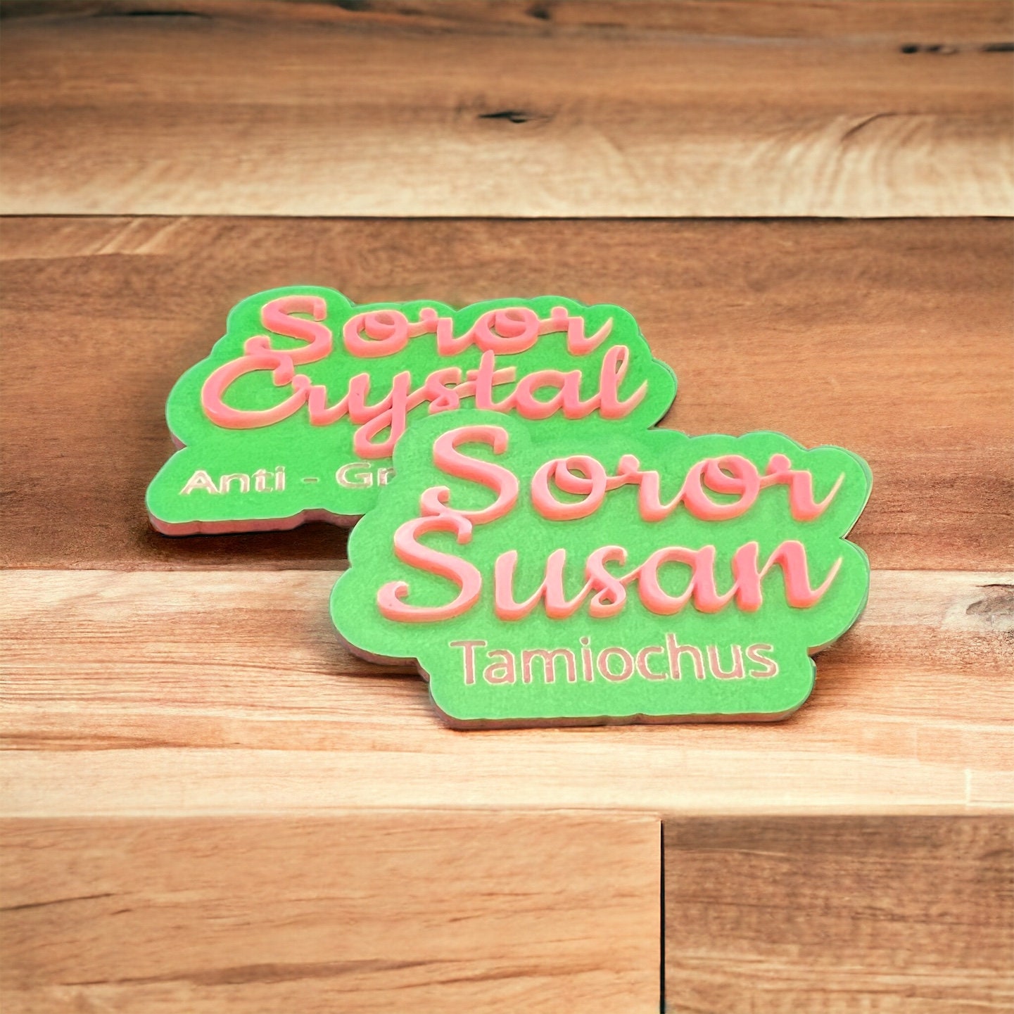 Soror Name Pin, Custom Chapter Officer Name Pin, Pink and Green Lapel ...