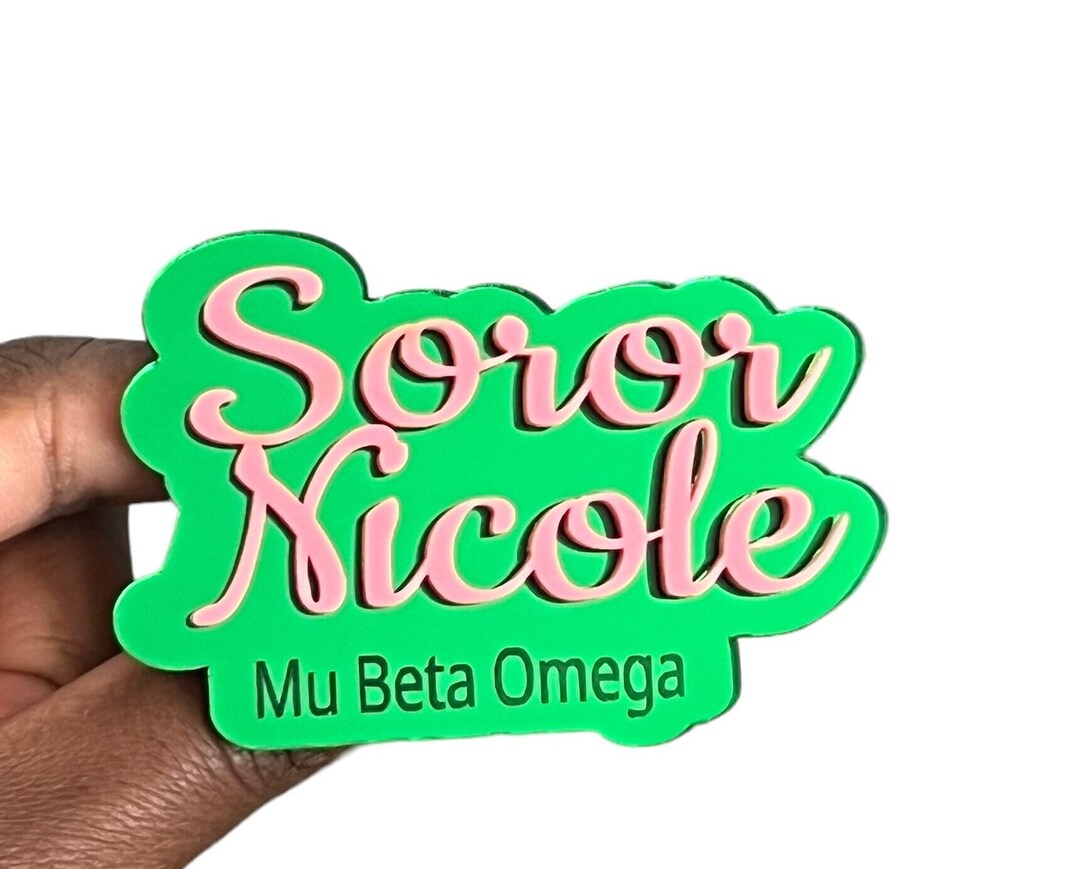 Soror Name Pin, Mirrored Custom Chapter Officer Name Pin, Pink and ...