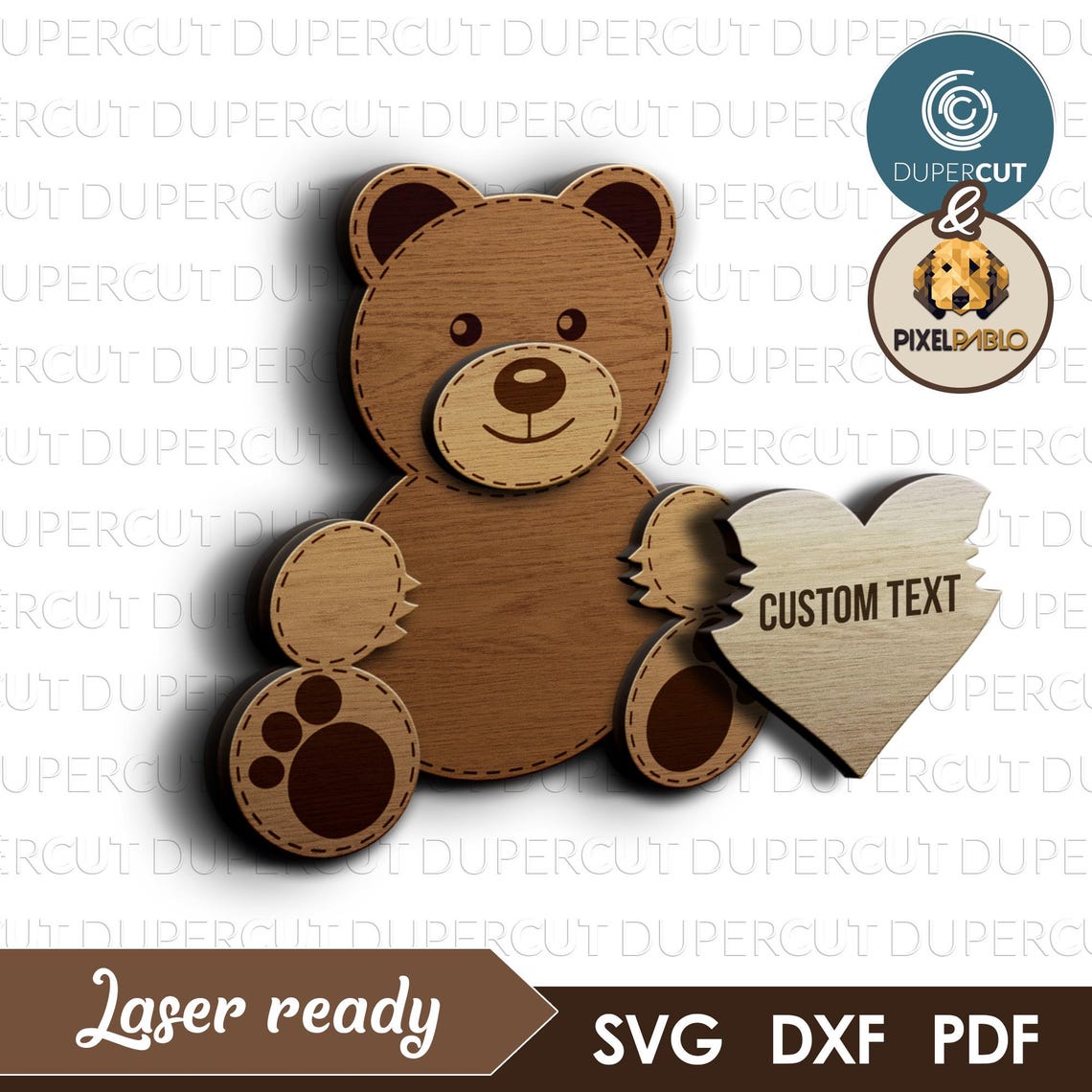 Cute Teddy Bear Holding a Heart SVG Layered File | Vector Design for ...